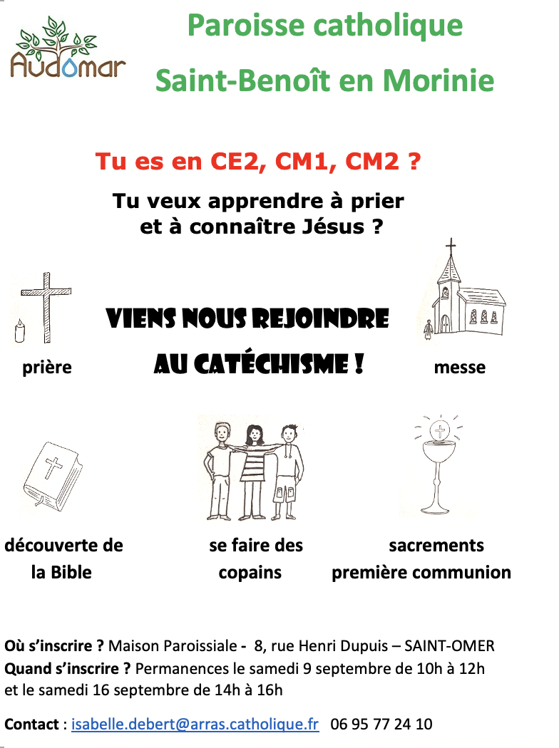 Audomar - Paroisse Saint-Omer - Inscription caté 2023/2024