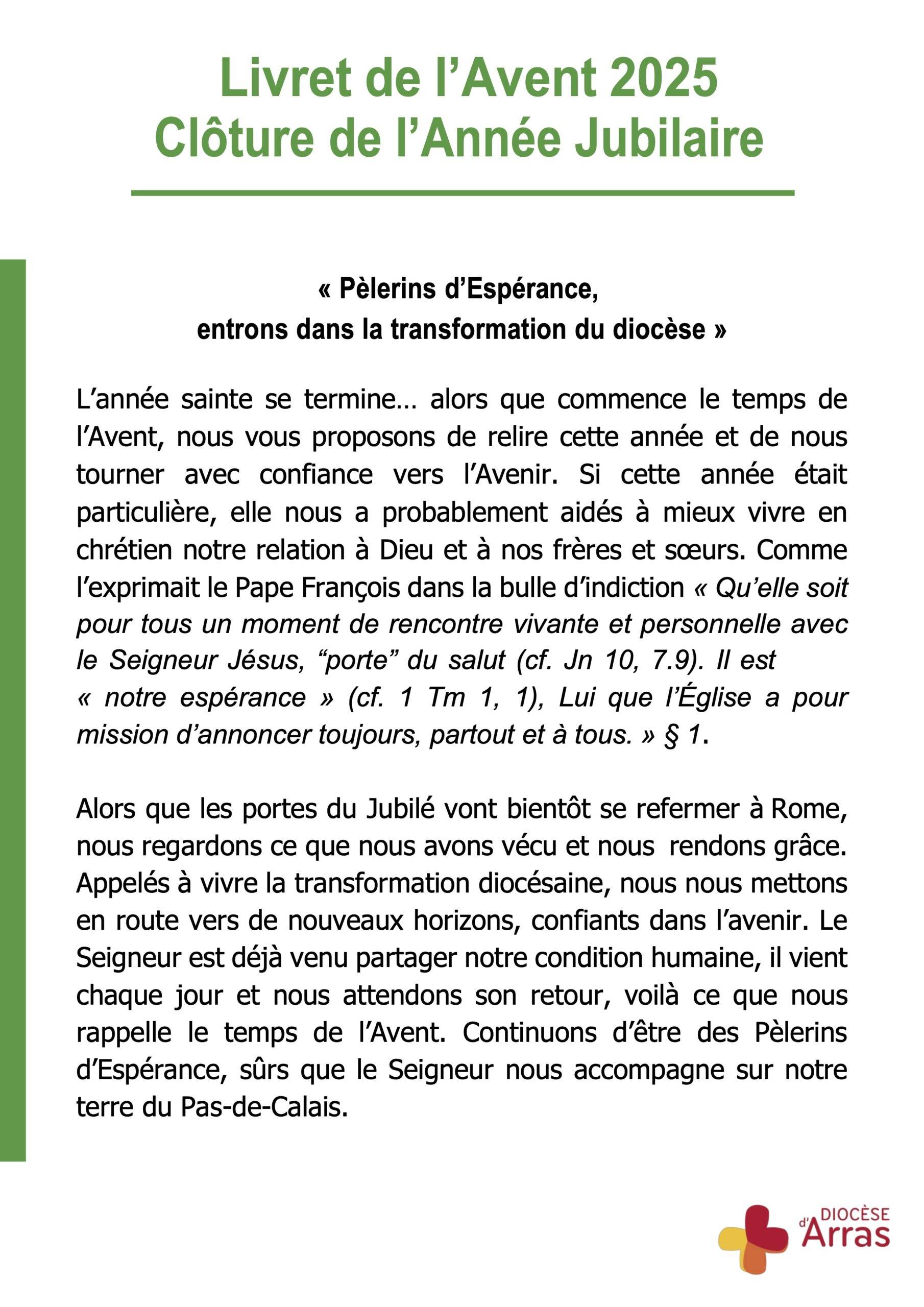 Audomar - Paroisse Saint-Omer - Livret de l'avent, clôture de l'année ...